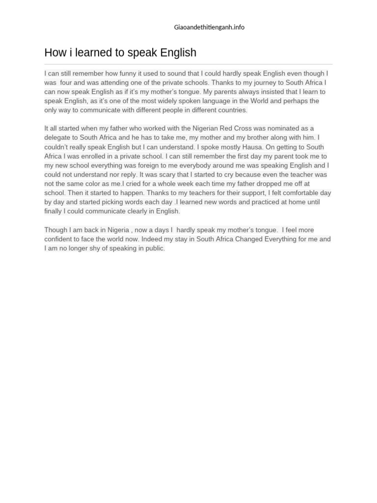 How I Learned To Speak English | PDF