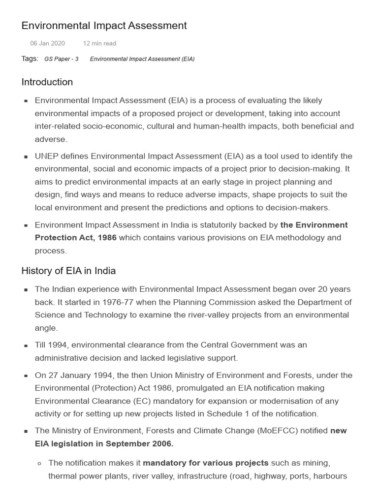 1 History and EIA Process | PDF | Environmental Impact Assessment ...