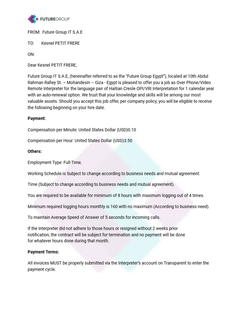 Kesnel PETIT FRERE - Contract 1 | PDF | Breach Of Contract | Legal Remedy