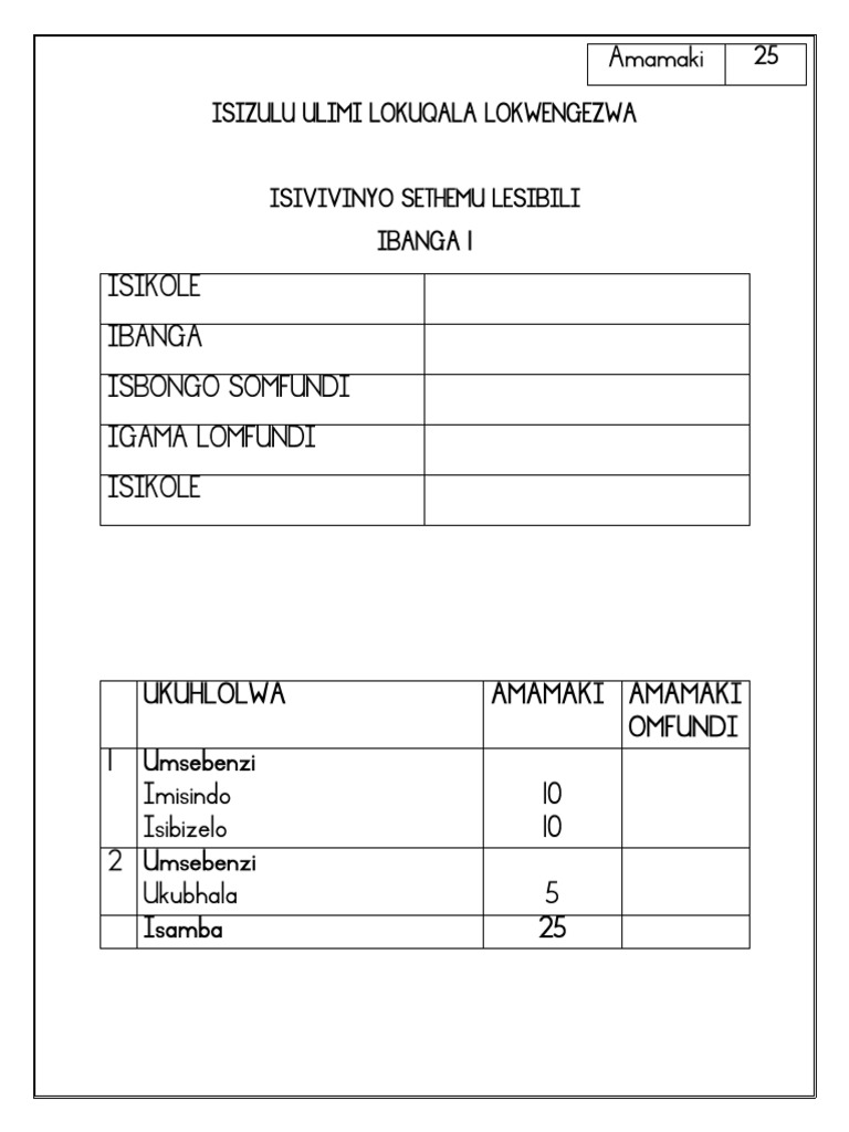 2023 Isizulu Fal GR1 Task | PDF