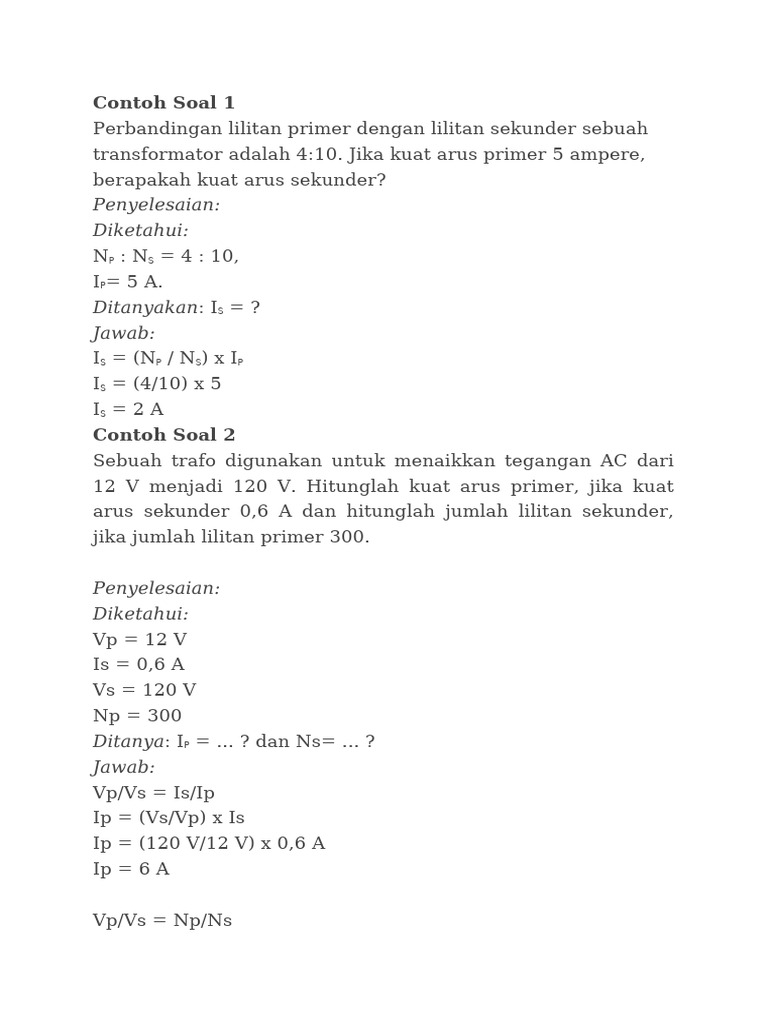 Soal Trafo | PDF