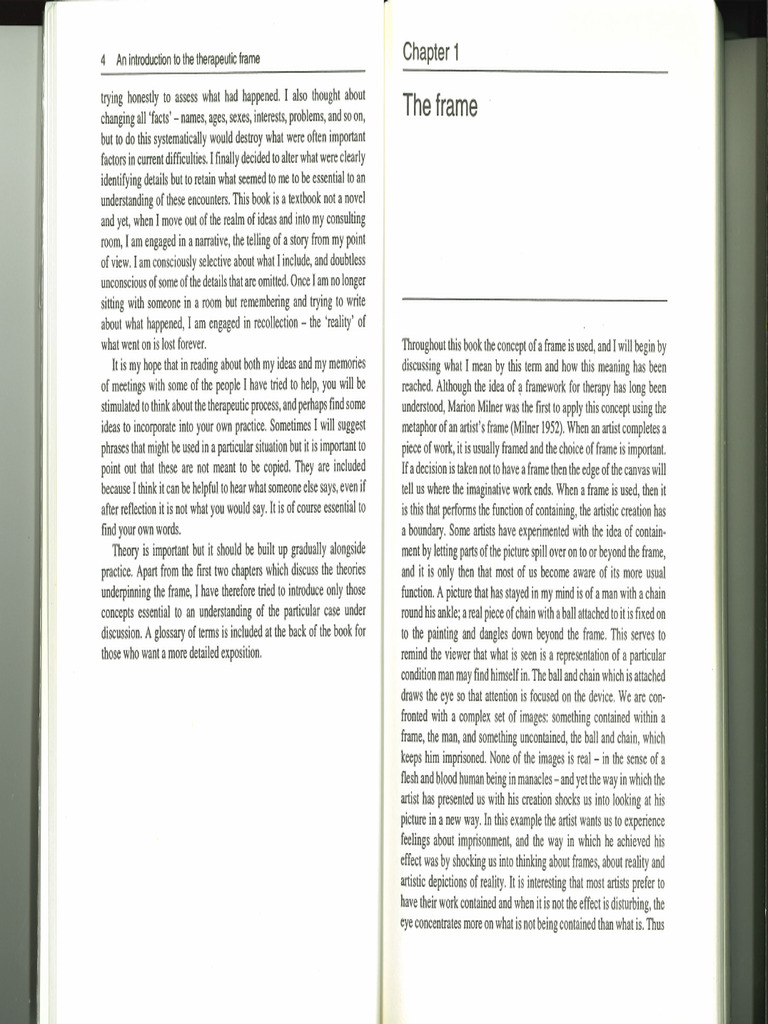 Intro Therapeutic Frame Anne Gray Chap 1 The Frame | PDF