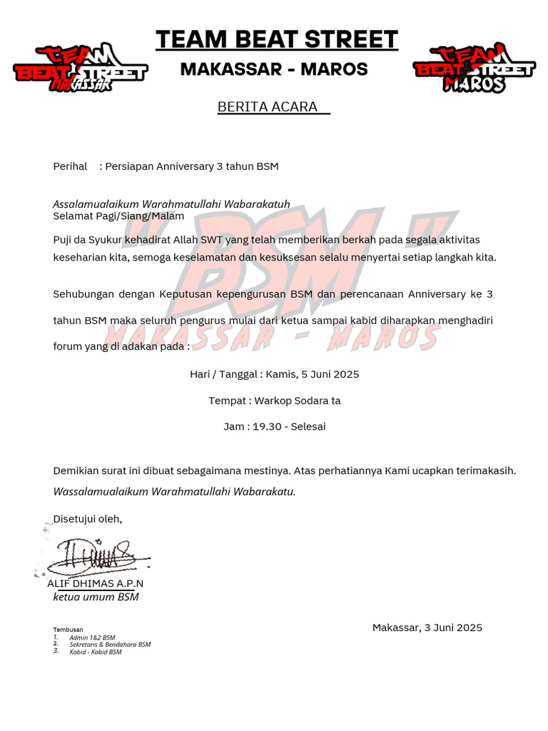 Surat Pengurusan BSM 1 | PDF