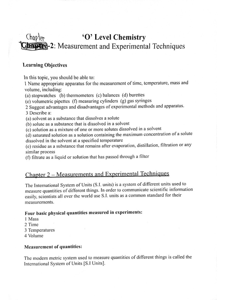 Chemistry - Measurement and Experimental Techniques | PDF