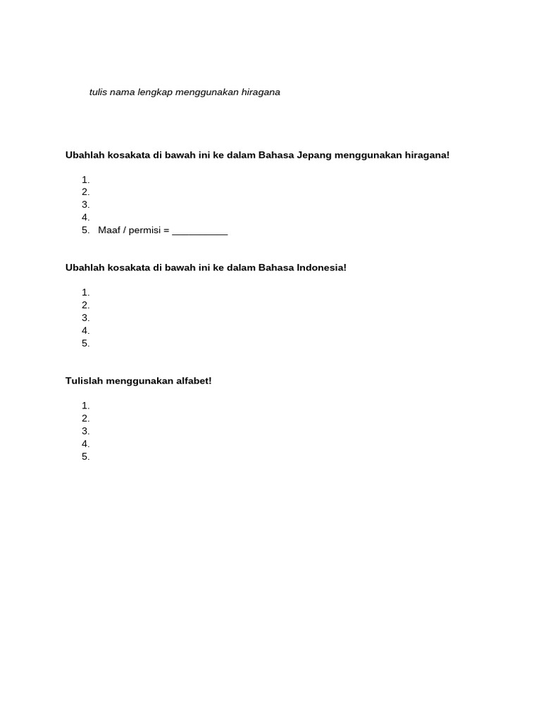 【TOG52】Hiragana Test Nama | PDF