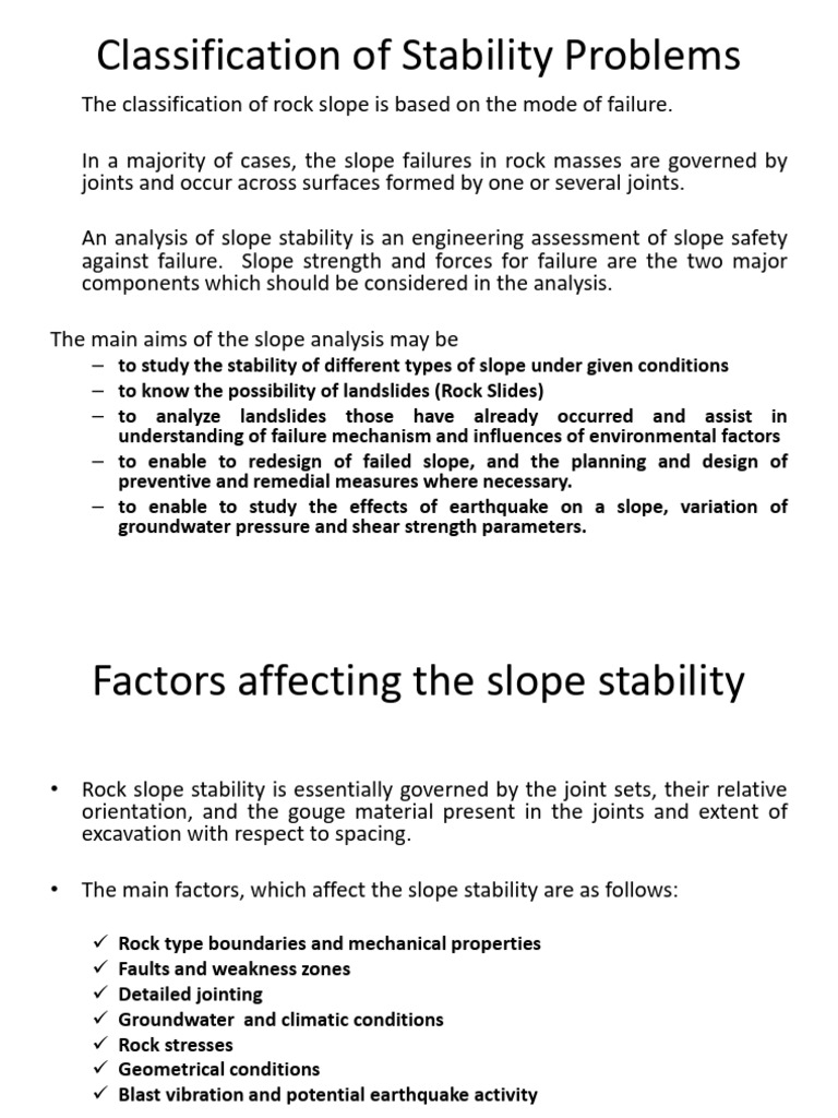 Factors Influencing Rock Slope Stability | PDF | Landslide | Mechanical ...