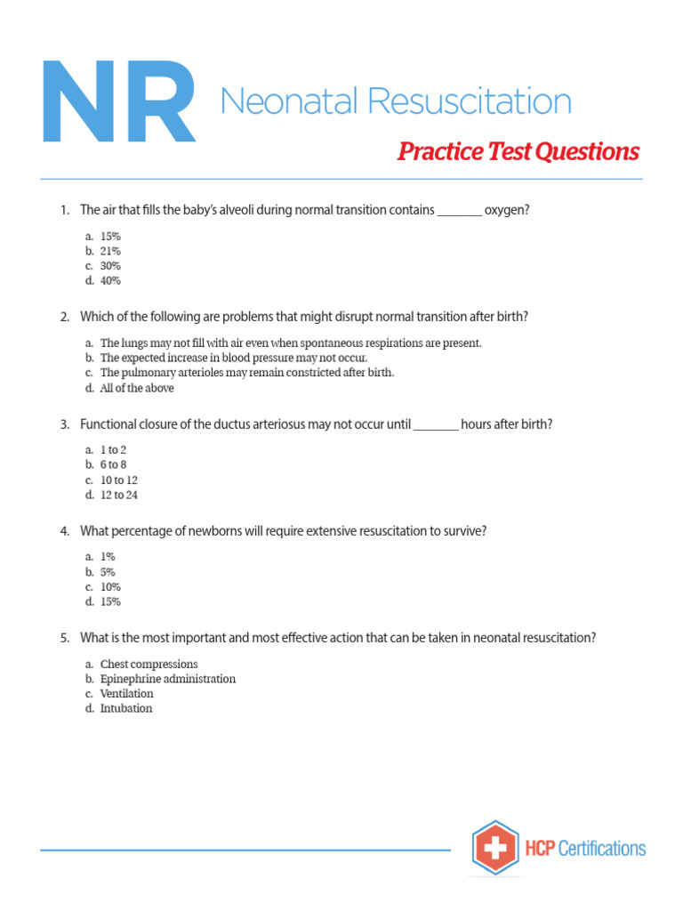 NRP Additional Practice Test AMC | PDF | Cardiopulmonary Resuscitation ...