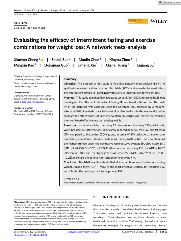 Obesity Reviews - 2024 - Cheng - Evaluating The Efficacy of ...
