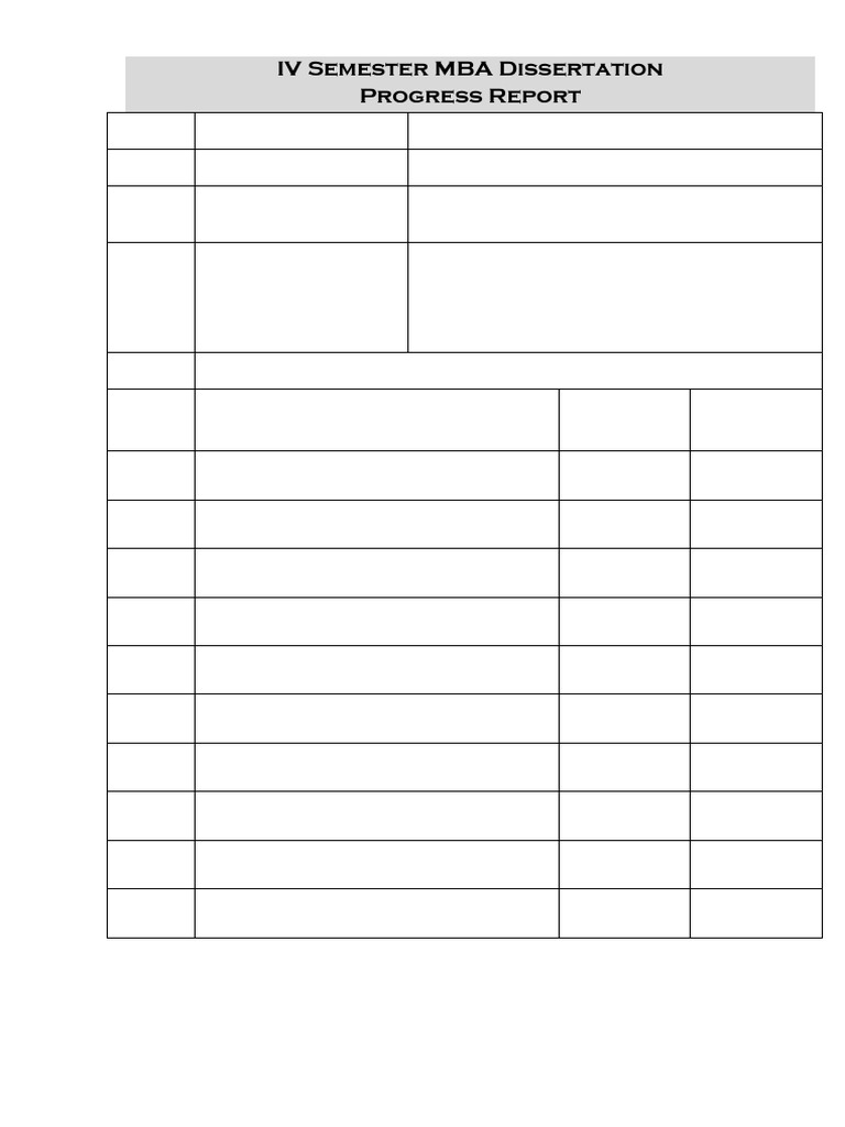 MBA Dissertation Progress Report | PDF
