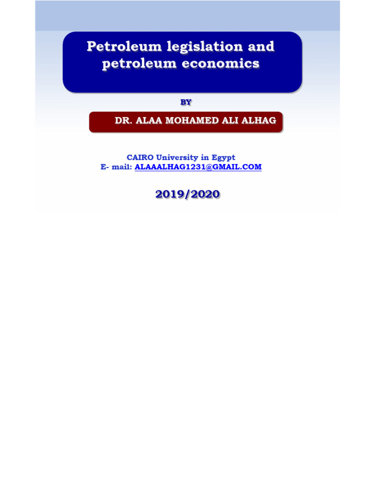 Petroleum Legislation and Petroleum Economics | PDF | Net Present Value | Internal Rate Of Return