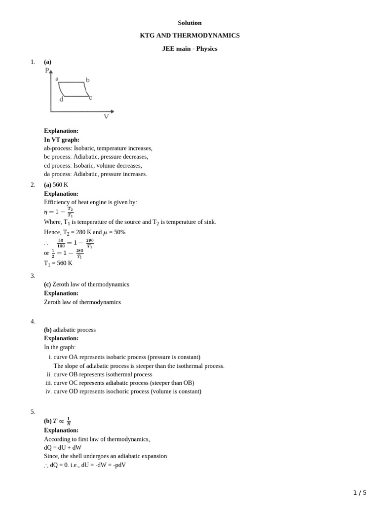 Solution-KTG and Thermo JEE | PDF | Gases | Metrology