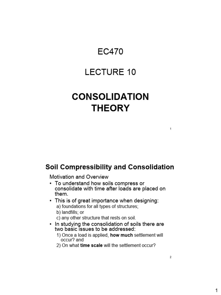 EC470 Lecture10 - 2021 - 22 - Consolidation | PDF | Soil Mechanics ...