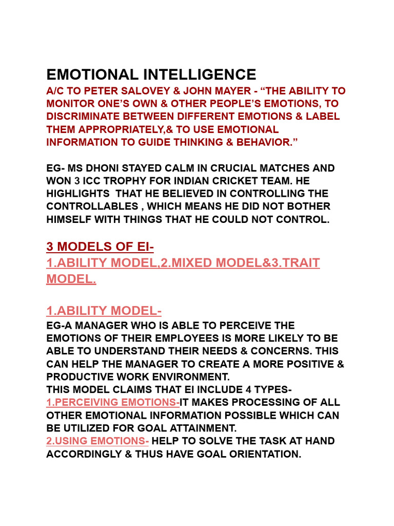 Understanding Emotional Intelligence | PDF | Emotional Intelligence ...