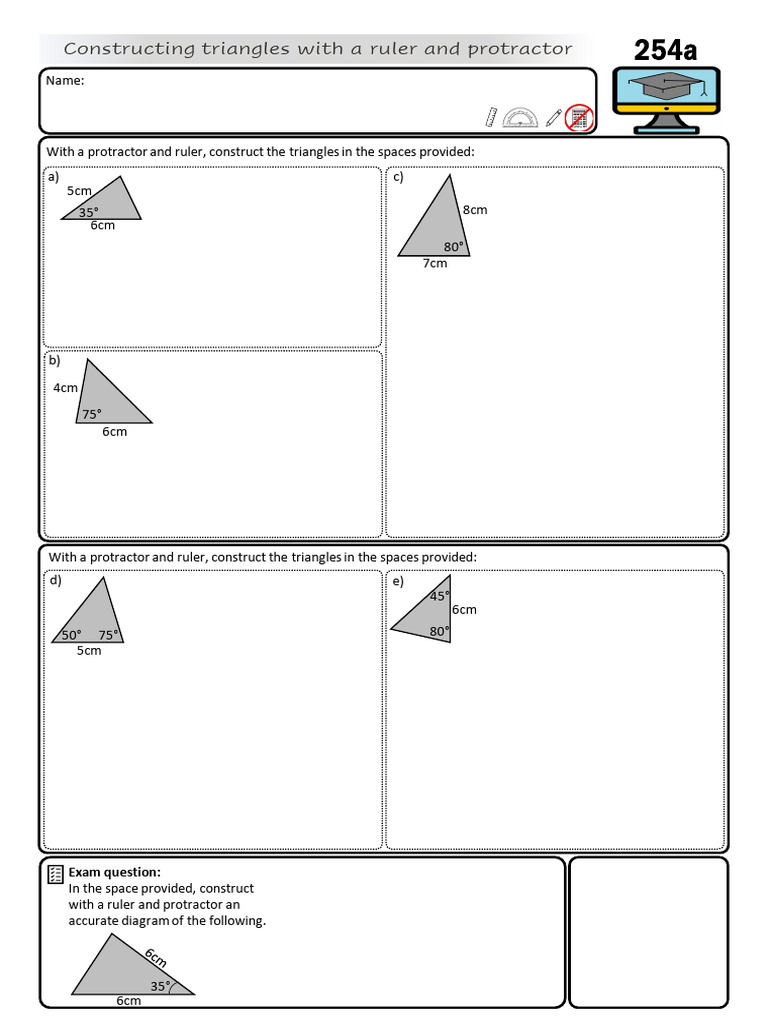 Questions Constructing Triangles With A Ruler And Protractor 254a