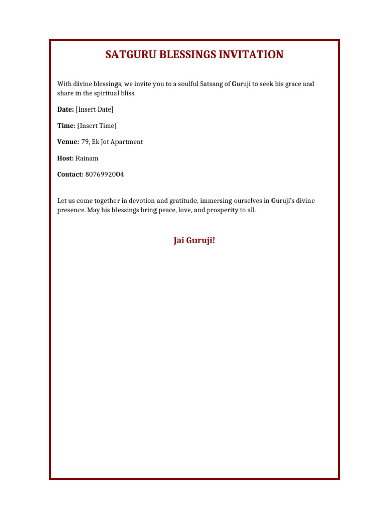 Satsang Invitation | PDF
