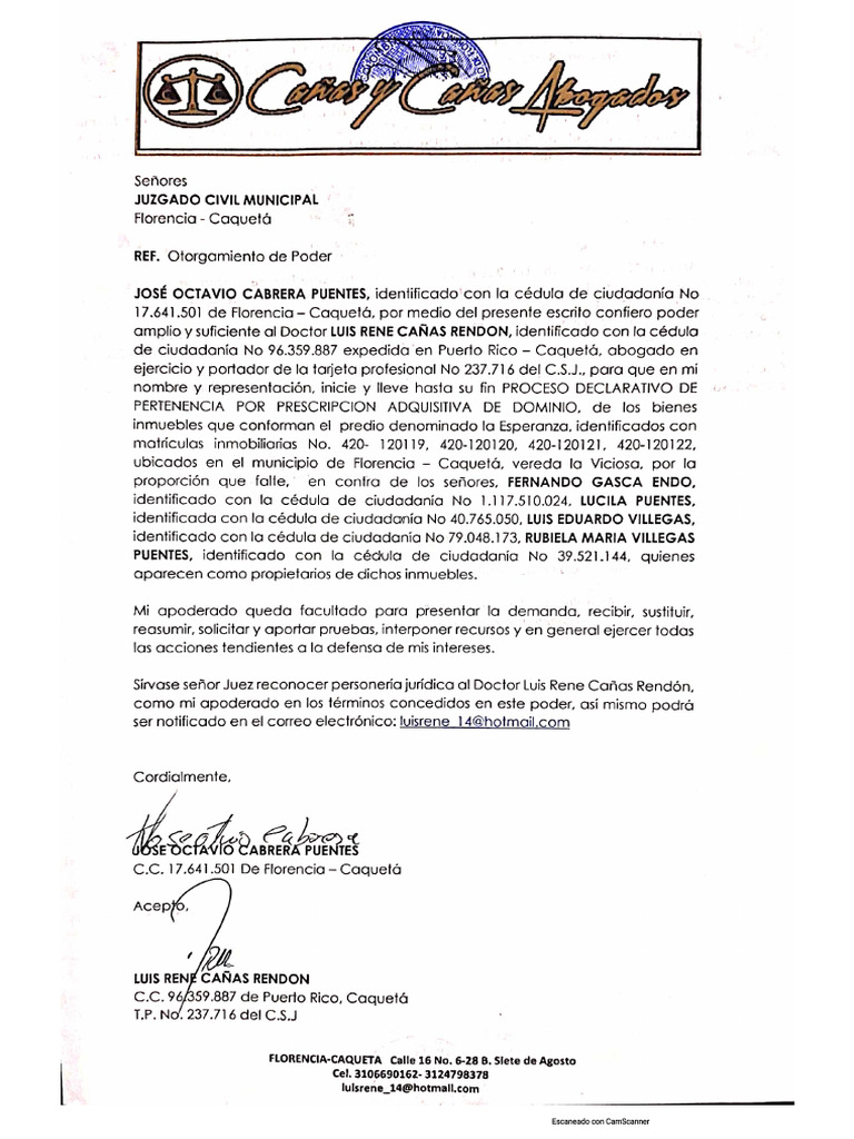 PODER. Juzgado Civil Municipal | PDF