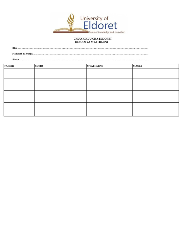 Rekodi Ya Mtathmini | PDF
