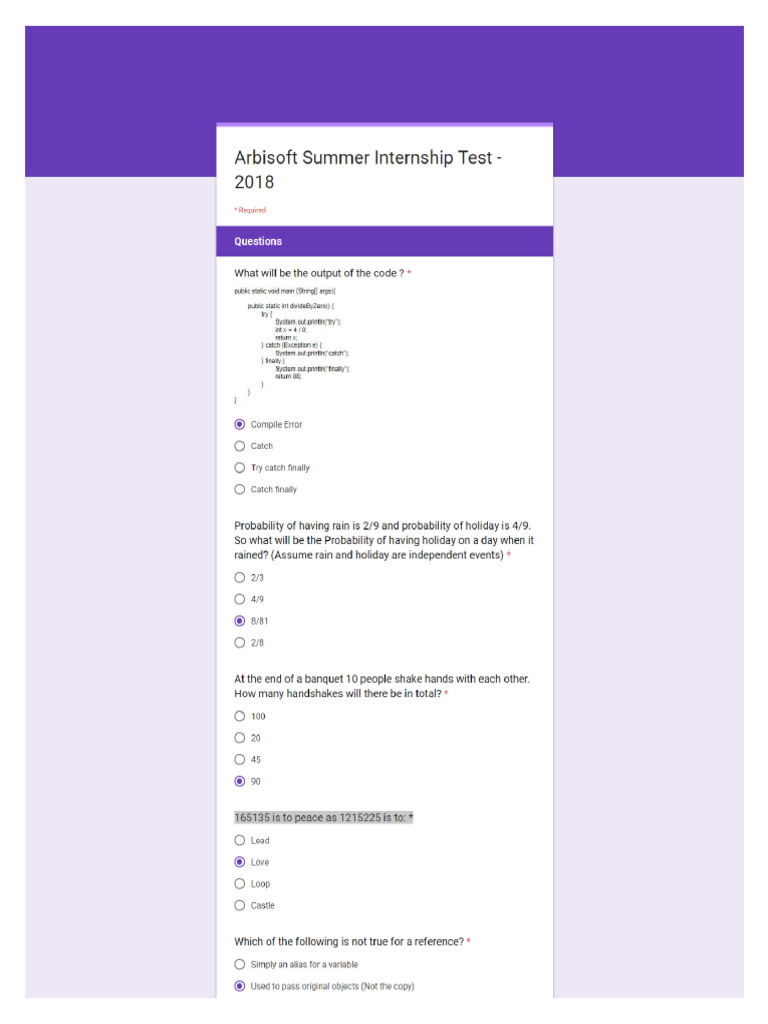 Arbisoft Summer Internship Test 2018 | PDF