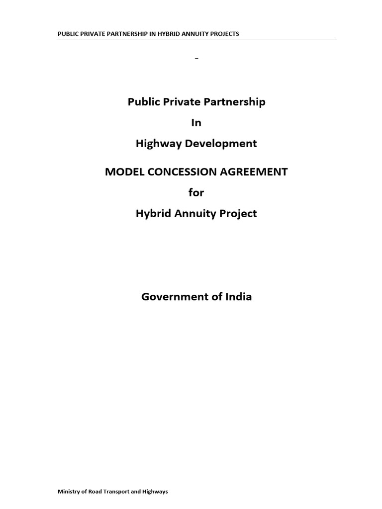 Model Concession Agreement For HAM Updated Till 28-04-2022 | PDF ...