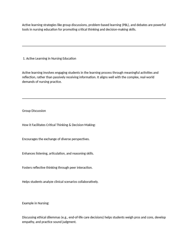 Active Learning Strategies | PDF | Critical Thinking | Learning