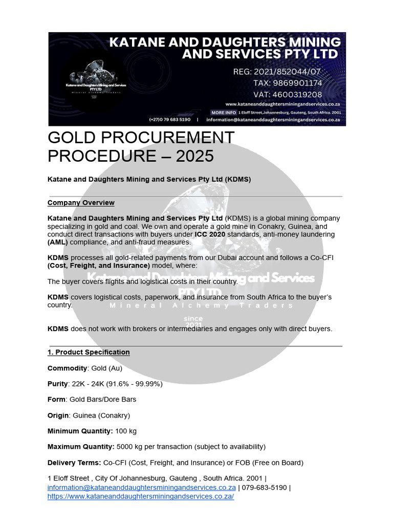 KDMS Gold Procurement Procedure 2025 | PDF | Letter Of Credit | Business