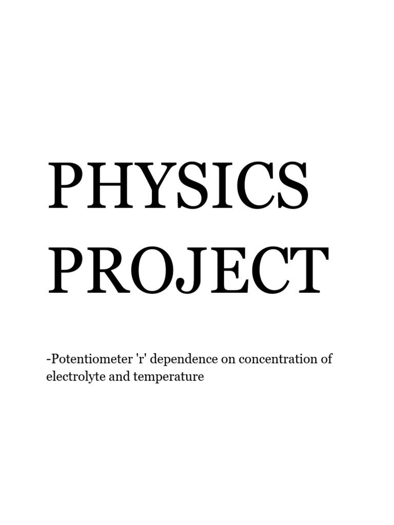 Potentiometer Report Class 12 Project | PDF | Physical Quantities ...