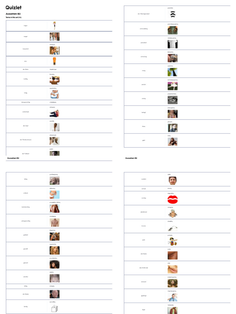 B2 Aussehen Flashcards - Quizlet | PDF