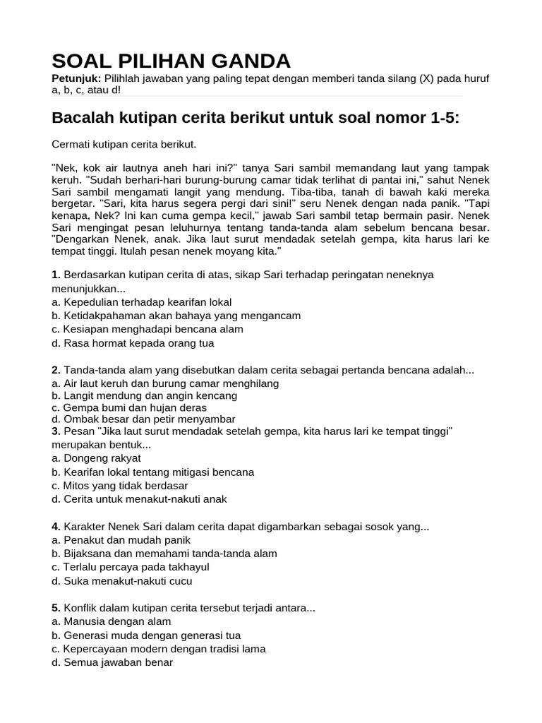Latihan Soal Bindo Kelas 7 | PDF