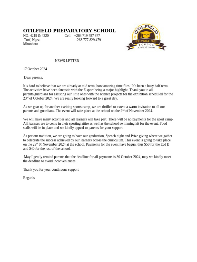 Otilfield School Mid-Term Newsletter 2024 | PDF