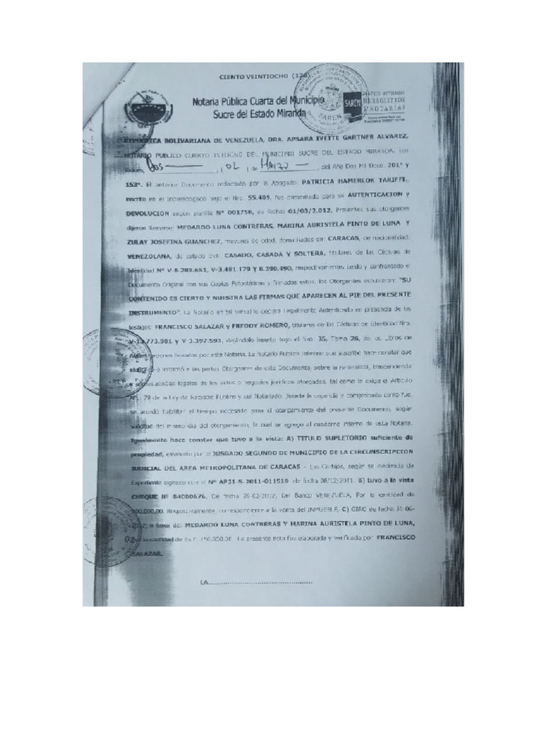 Documento Compra Venta Casa Zulay Guanchez | PDF