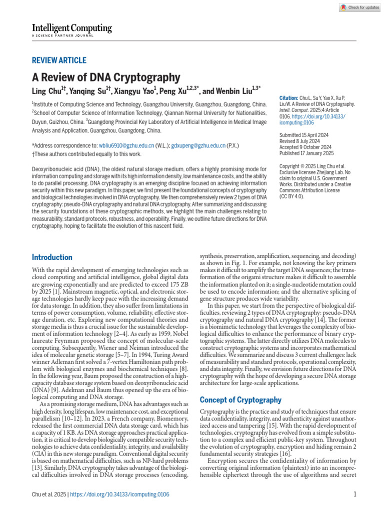 A Review of DNA Cryptography | PDF | Messenger Rna | Rna