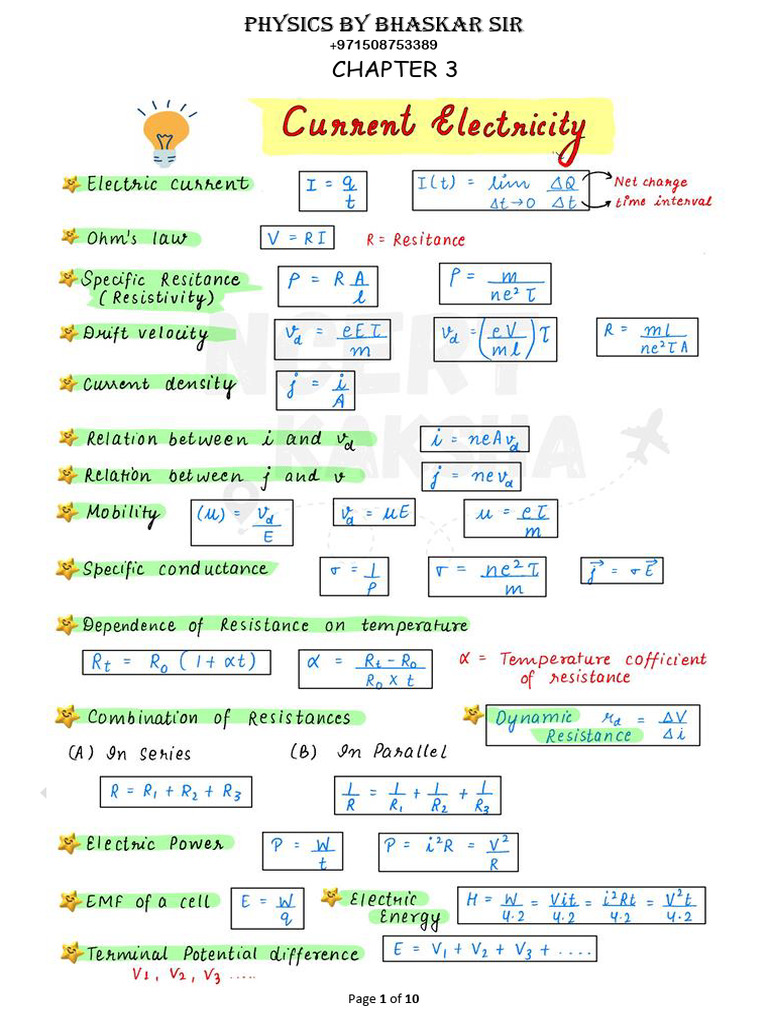 PYQ Chapter 3 Current Electricity | PDF | Electrical Resistivity And Conductivity | Series And ...