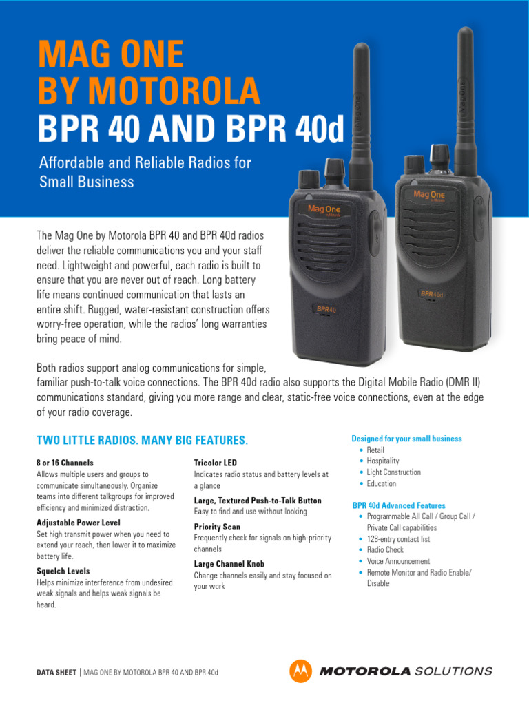 MagOne Motorola bpr40-bpr40d Datasheet | PDF | Radio | Radio Technology