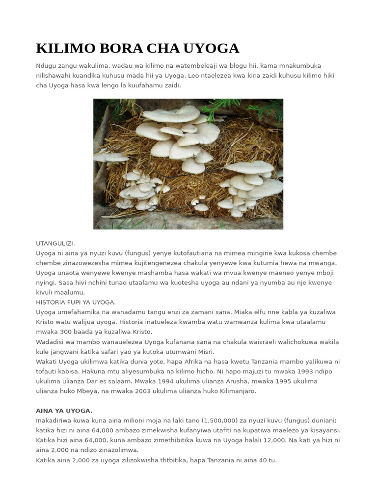 Kilimo Cha Uyoga | PDF