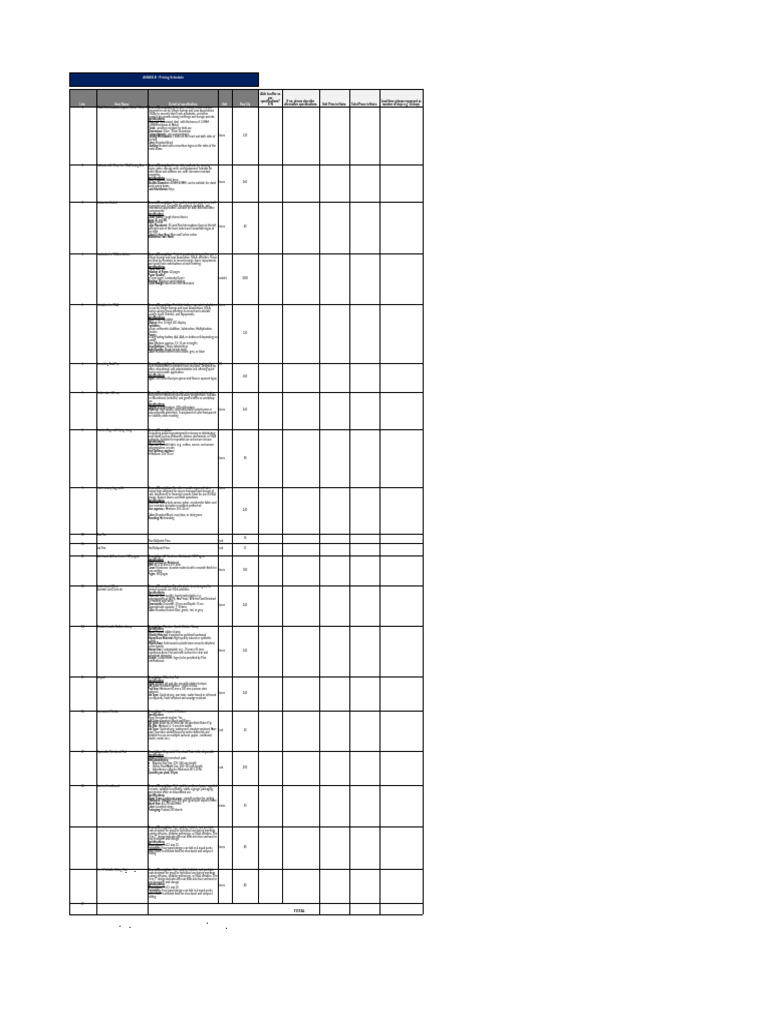 ANNEX B Pricing Schedule | PDF | Paper | Paperboard