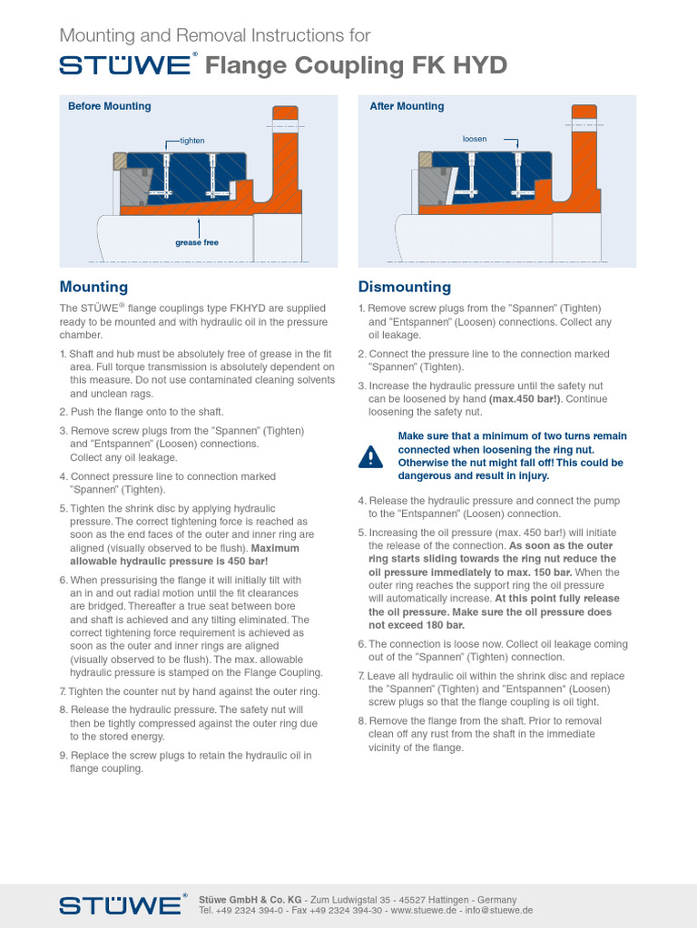 Flange Coupling FK HYD Installation Guide | PDF | Manufactured Goods ...