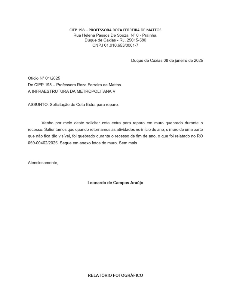 Oficio 02 Infra | PDF