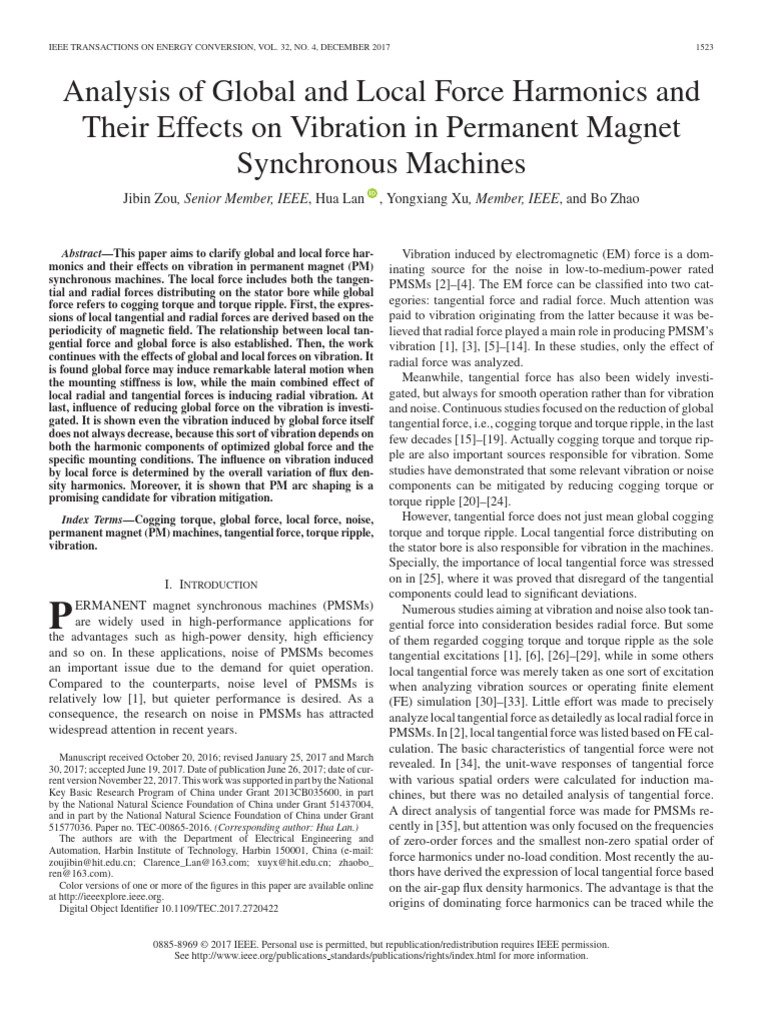 Analysis of Global and Local Force Harmonics and Their Effects On ...