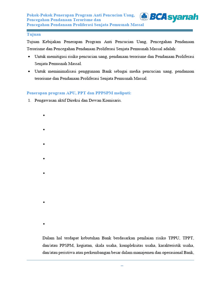 Penerapan APU dan Pencegahan Pendanaan | PDF