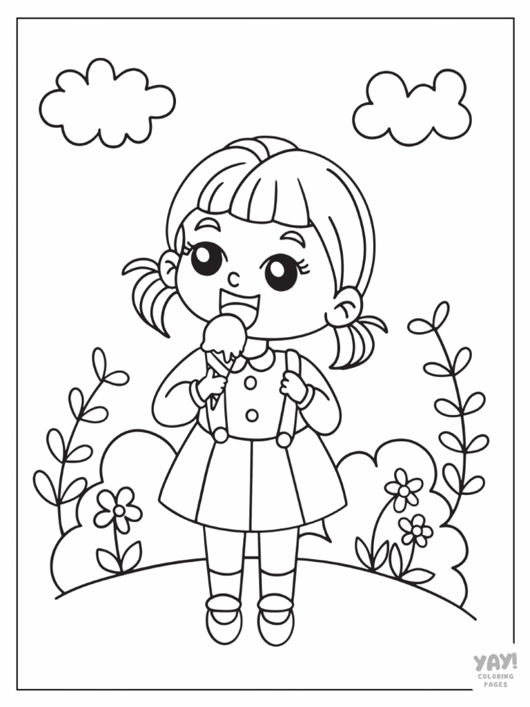 Ice Cream Coloring Pages Girl Eating Ice Cream | PDF