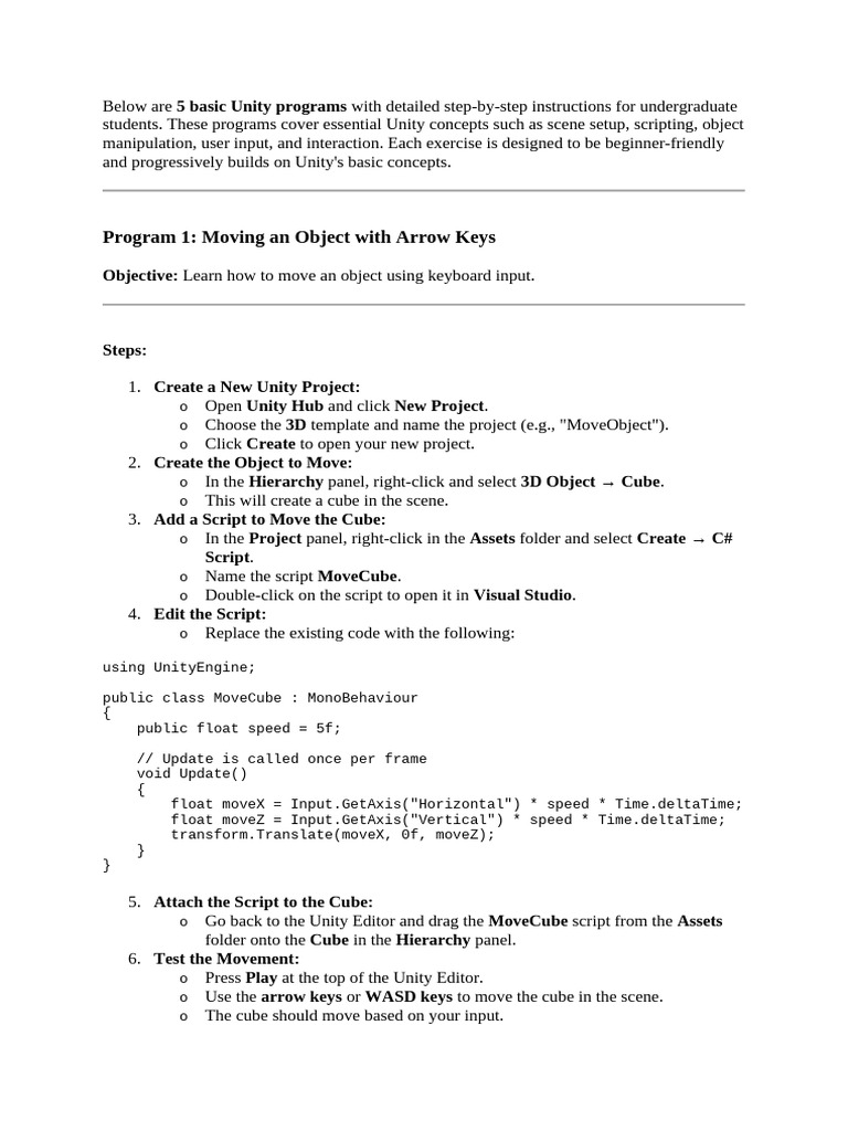 ARVR Unity Programs-For Manual | PDF | 3 D Computer Graphics | Computer ...