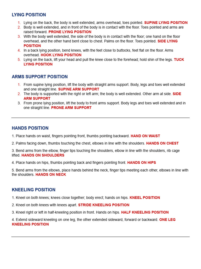 Lying Hands and Kneeling Positions 013205 | PDF