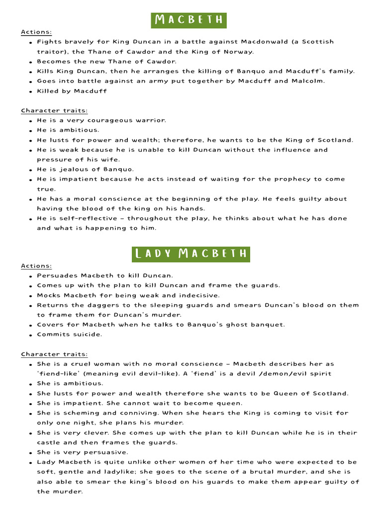 Macbeth Act 1, 2 en 3 | PDF | Macbeth | Shakespearean Tragedies