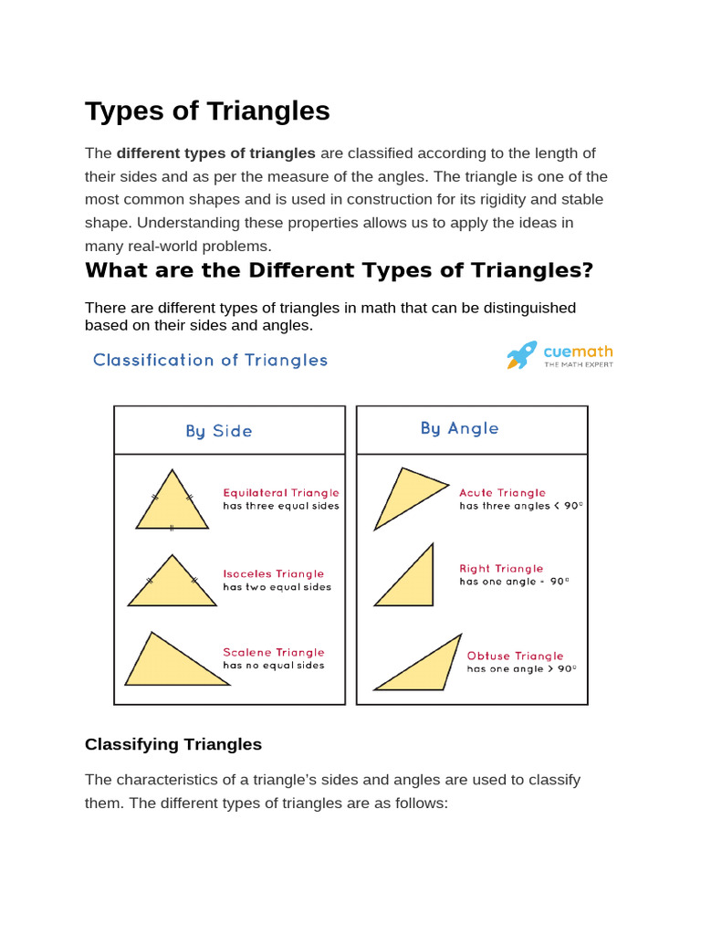 Maths Project-Classification of Triangles Based On Sides and Angles | PDF | Triangle ...