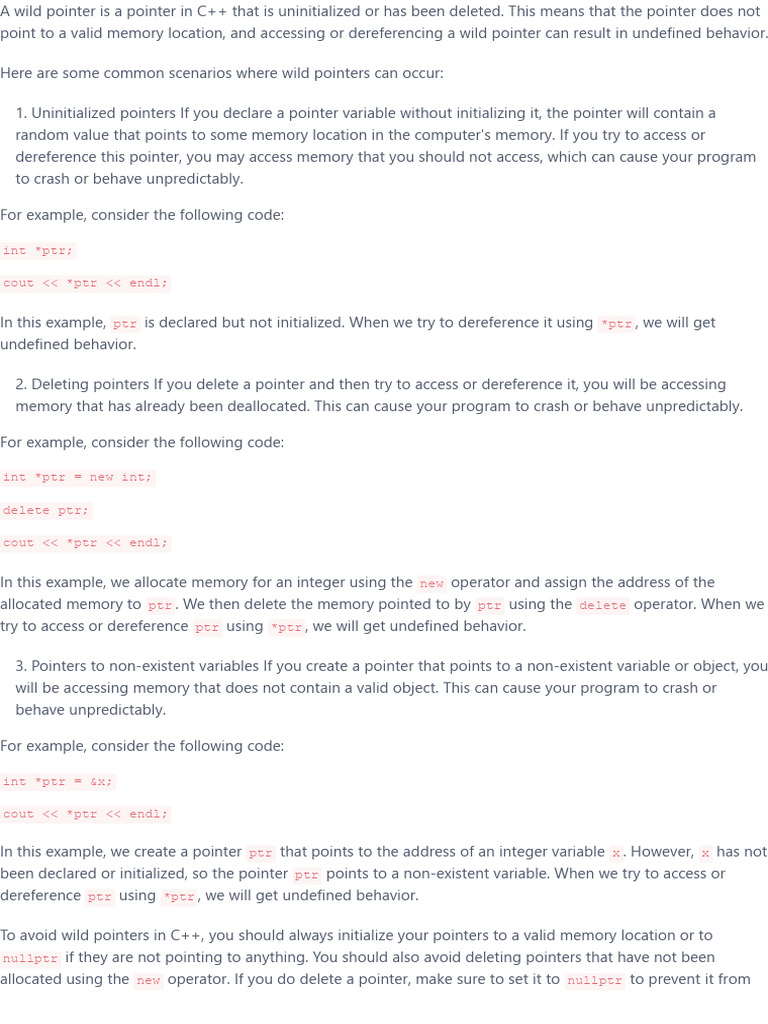Wild Pointers | PDF | Pointer (Computer Programming) | Computing