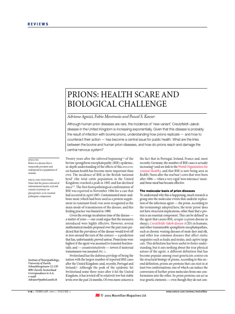 Prions Health Scare and Biological Challenge | PDF | Biology | Cell Biology