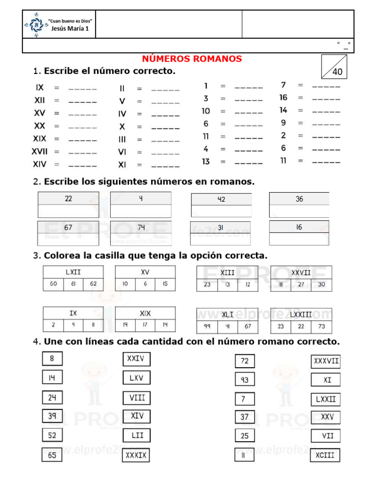 Práctica Números Romanos | PDF