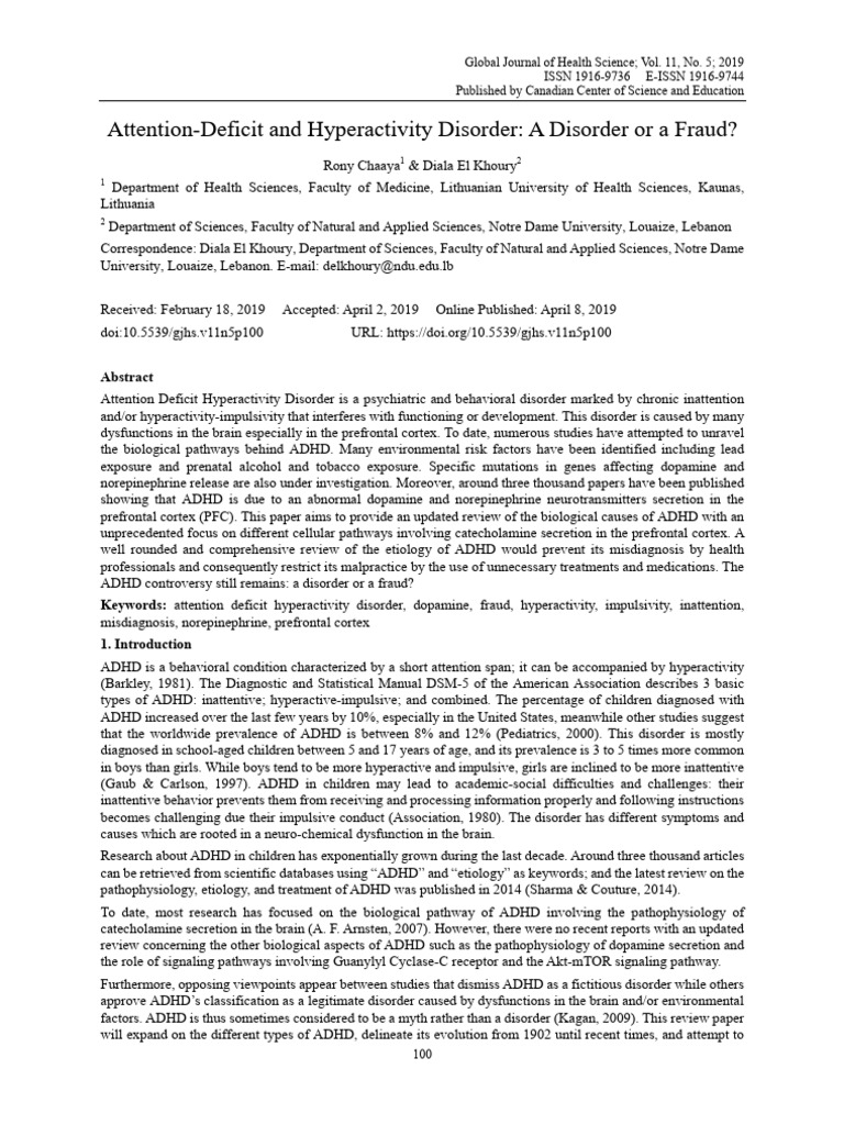 Attention-Deficit and Hyperactivity Disorder A Dis | PDF | Attention ...