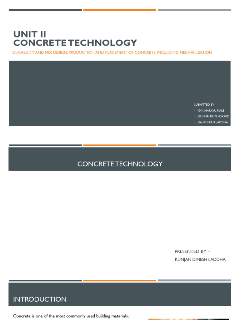 UNIT 2 - Concrete Technology | PDF | Concrete | Cement