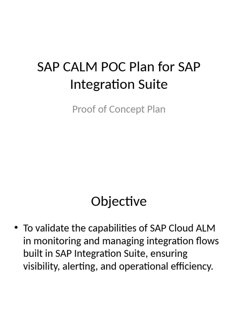 Sap Calm Poc Plan | PDF